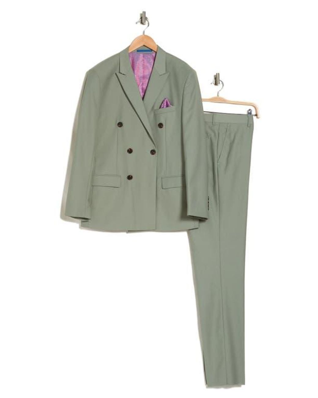 Gino Vitale Slim Fit Solid Double Breasted Suit in Green for Men | Lyst