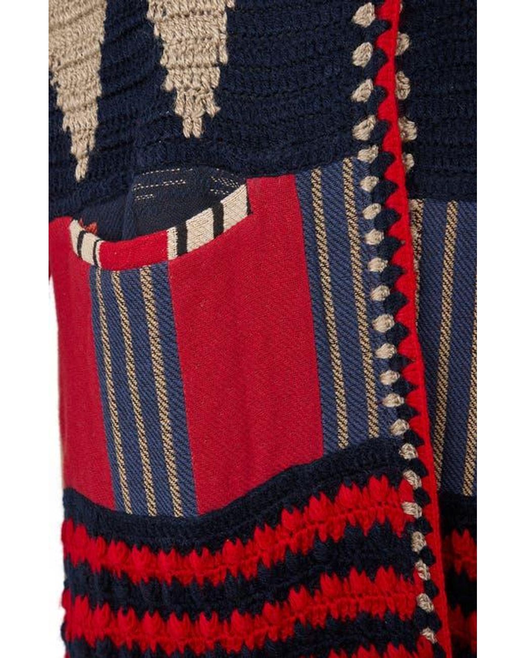 Saachi Geometric Crochet Longline Cardigan in Red | Lyst
