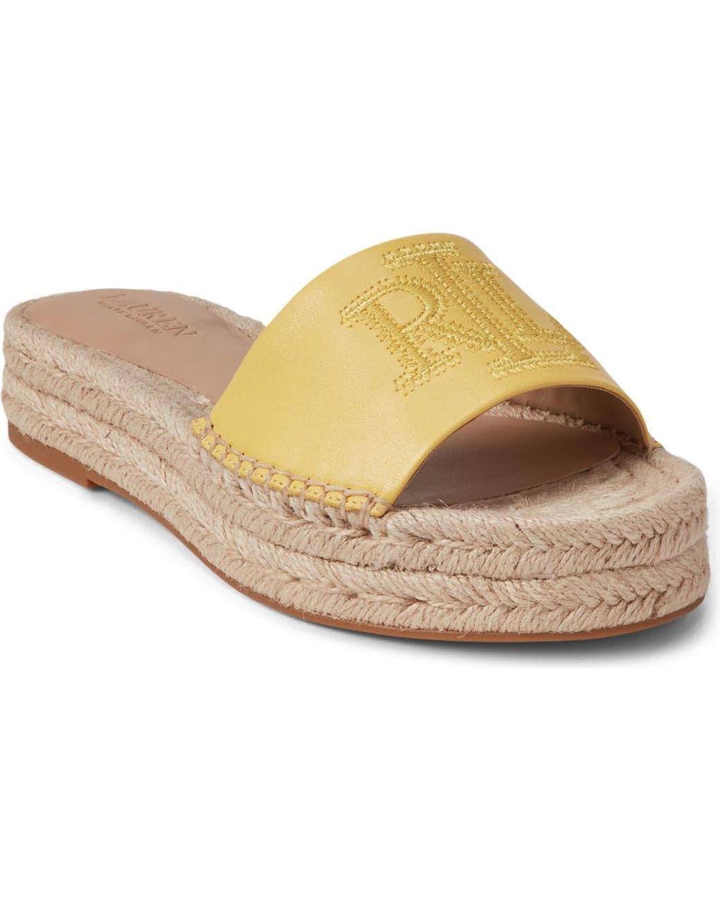 Ralph Lauren Polly Logo Espadrille Slide Sandal in Brown | Lyst