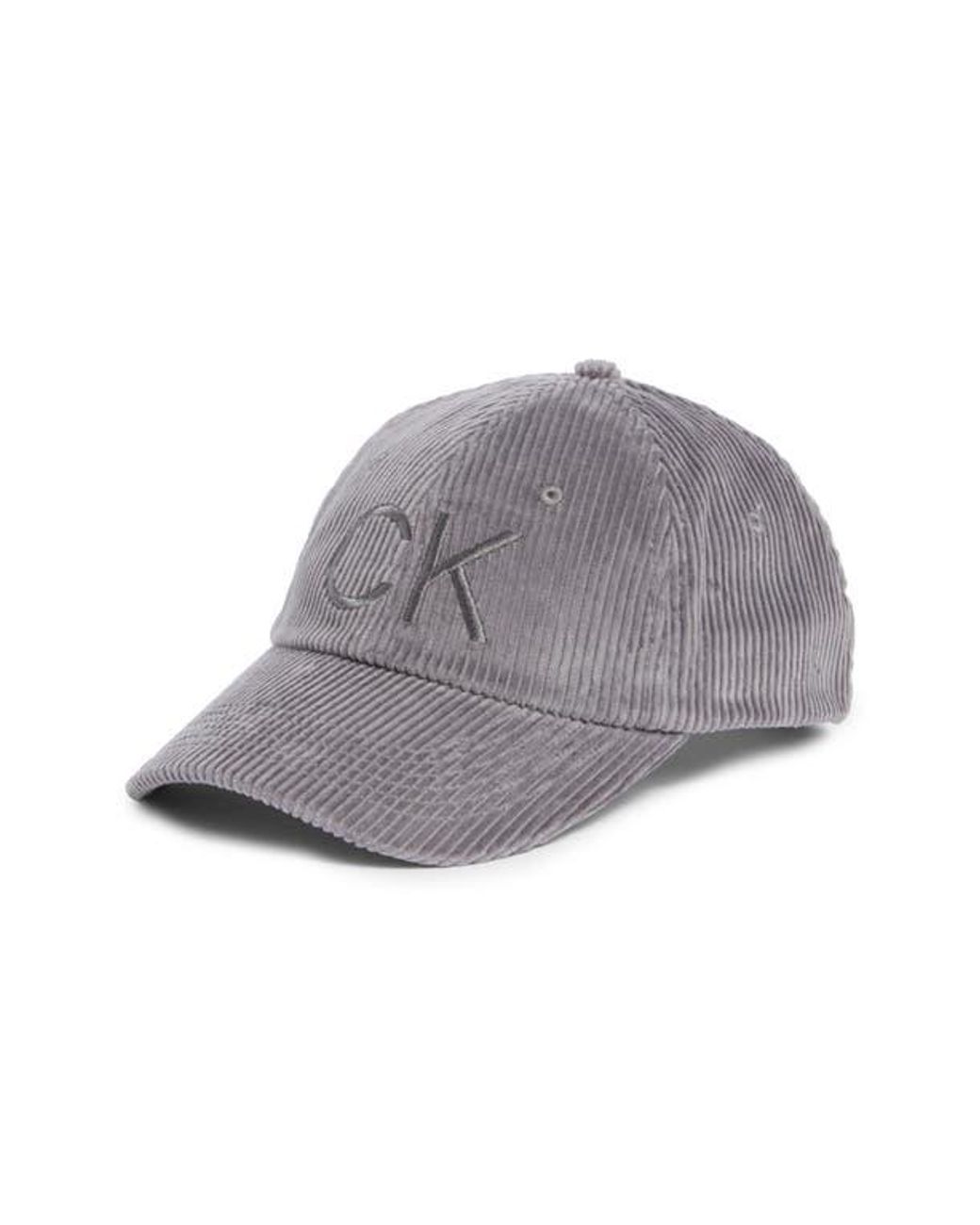 Calvin Klein Ck Corduroy Baseball Cap in Gray for Men | Lyst