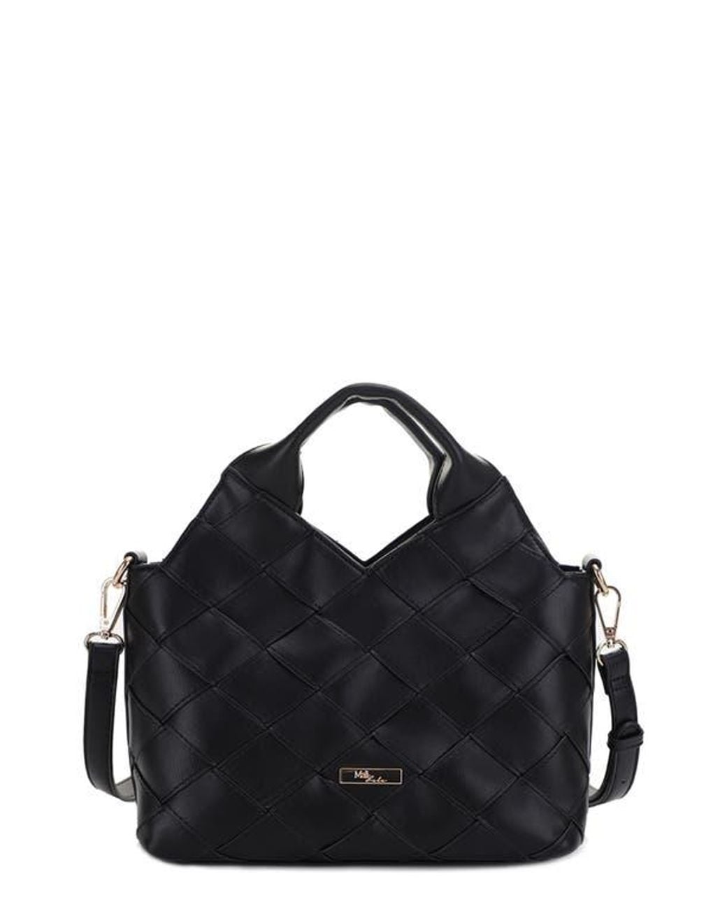 MALI + LILI Lucy Woven Vegan Leather Tote in Black | Lyst