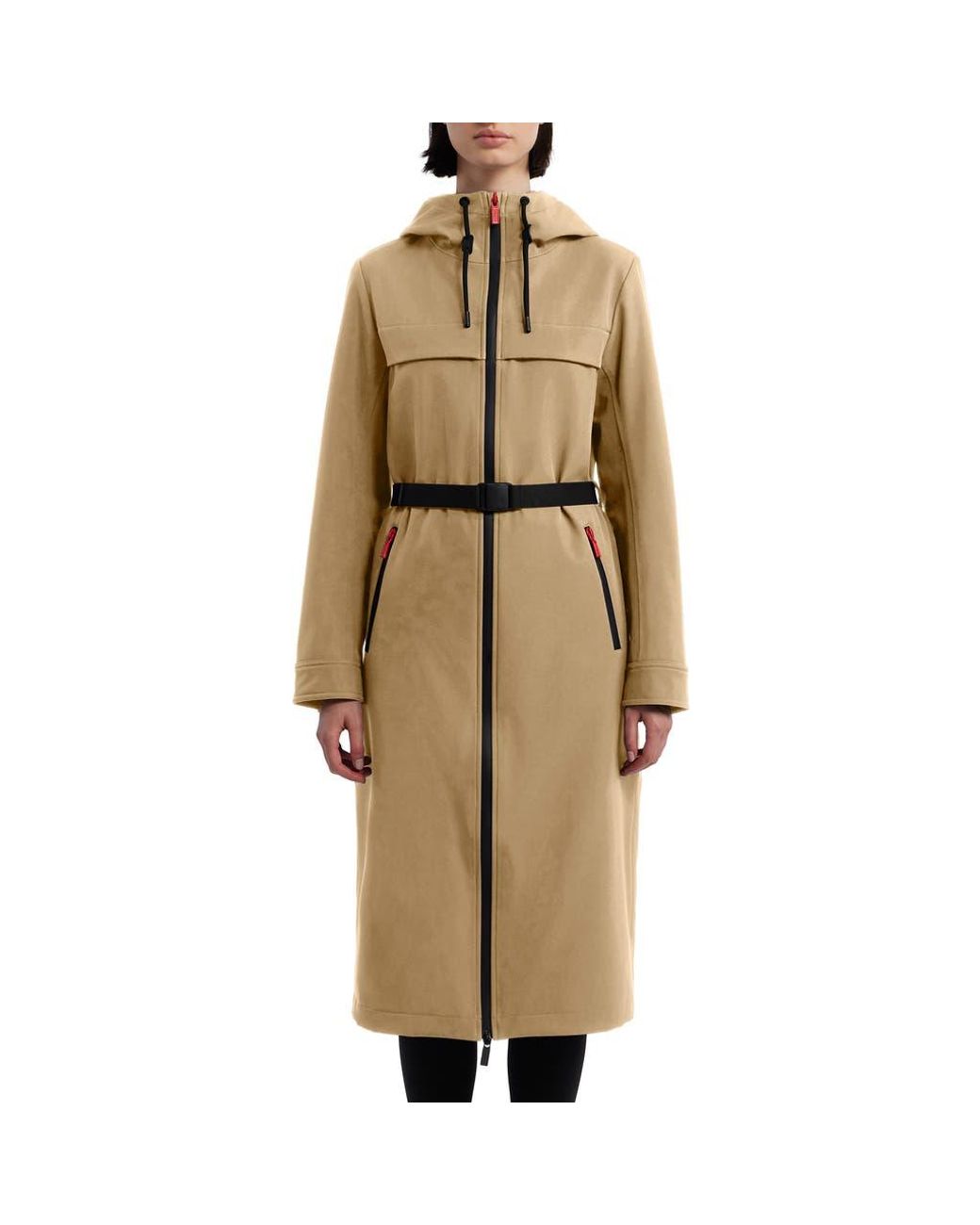HUNTER Longline Belted Coat in Natural | Lyst