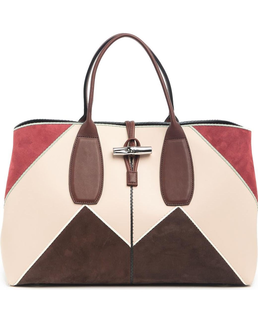 Longchamp Roseau Nomade Leather Tote Bag in Red | Lyst