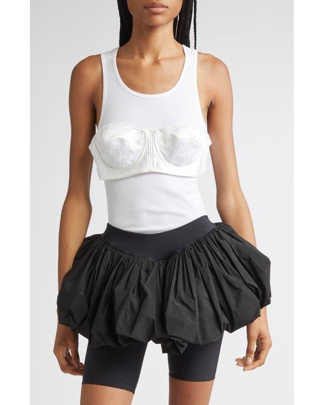 VAQUERA Balconette Bra Rib Cotton Tank in White | Lyst