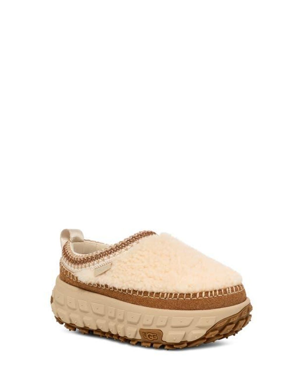UGG Venture Daze Genuine Shearling Platform Slip-On Shoe in Natural | Lyst