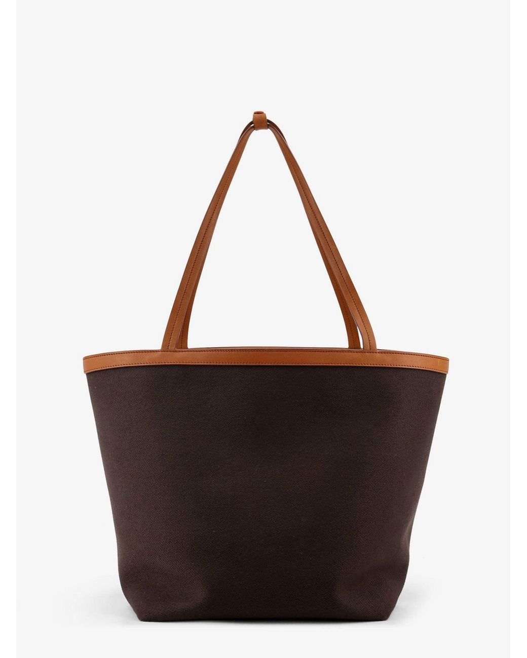 The Row Canvas Shoulder Bag With Leather Inserts in Brown | Lyst