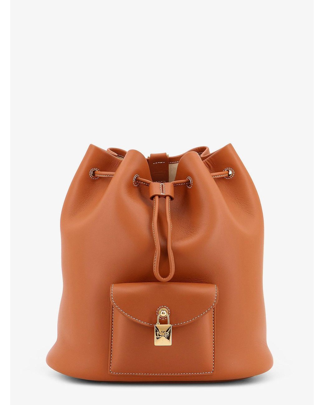 Loro Piana Extra Drawstring L27 Leather Backpack in Orange | Lyst