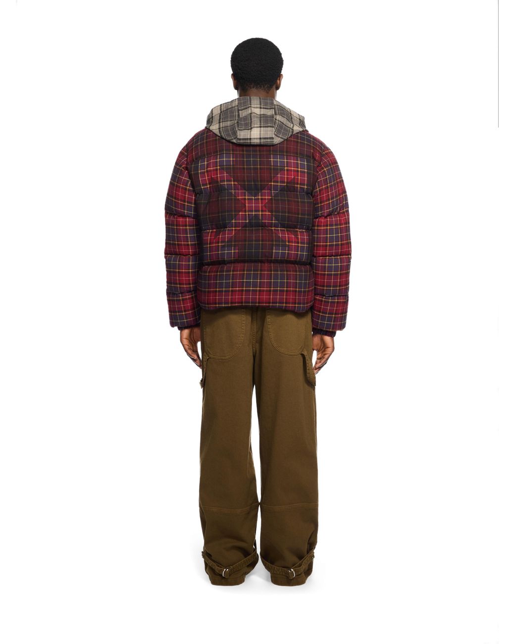 Off-White c/o Virgil Abloh Spray Arrow Check Flannel Down Jacket in Red ...