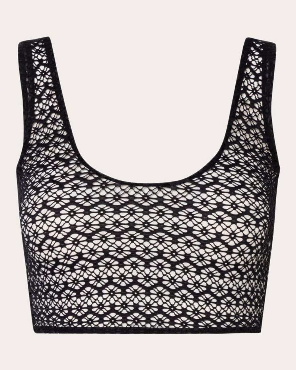 Verde Limon Sandro Floral Mesh Bikini Top in Black | Lyst