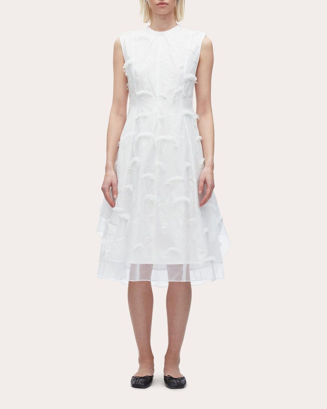3.1 Phillip Lim Embroidered Fil-Coupé A-Line Midi Dress in White | Lyst