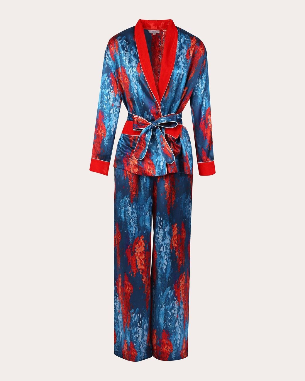 Karma On The Rocks Ari Fuji Silk Belted Pajama Set in White | Lyst