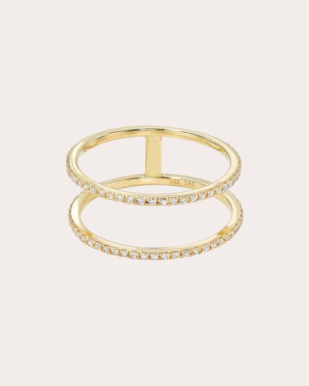 Zoe Lev Diamond & 14K Double Band Eternity Ring in Natural | Lyst
