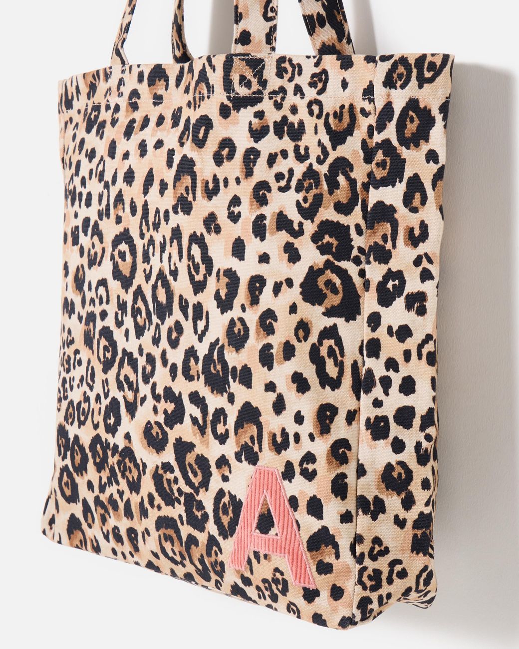 Oliver Bonas Leopard Print Alphabet Initial Fabric Tote Shopper Bag in ...