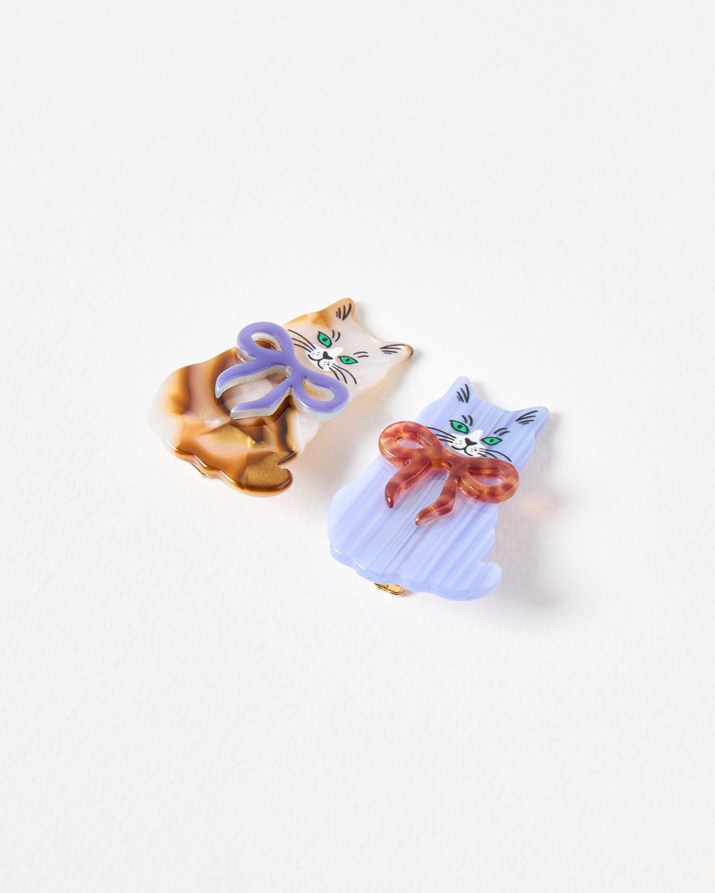 Oliver Bonas Cuthbert Mini Resin Cat Hair Clips Set Of Two in White ...