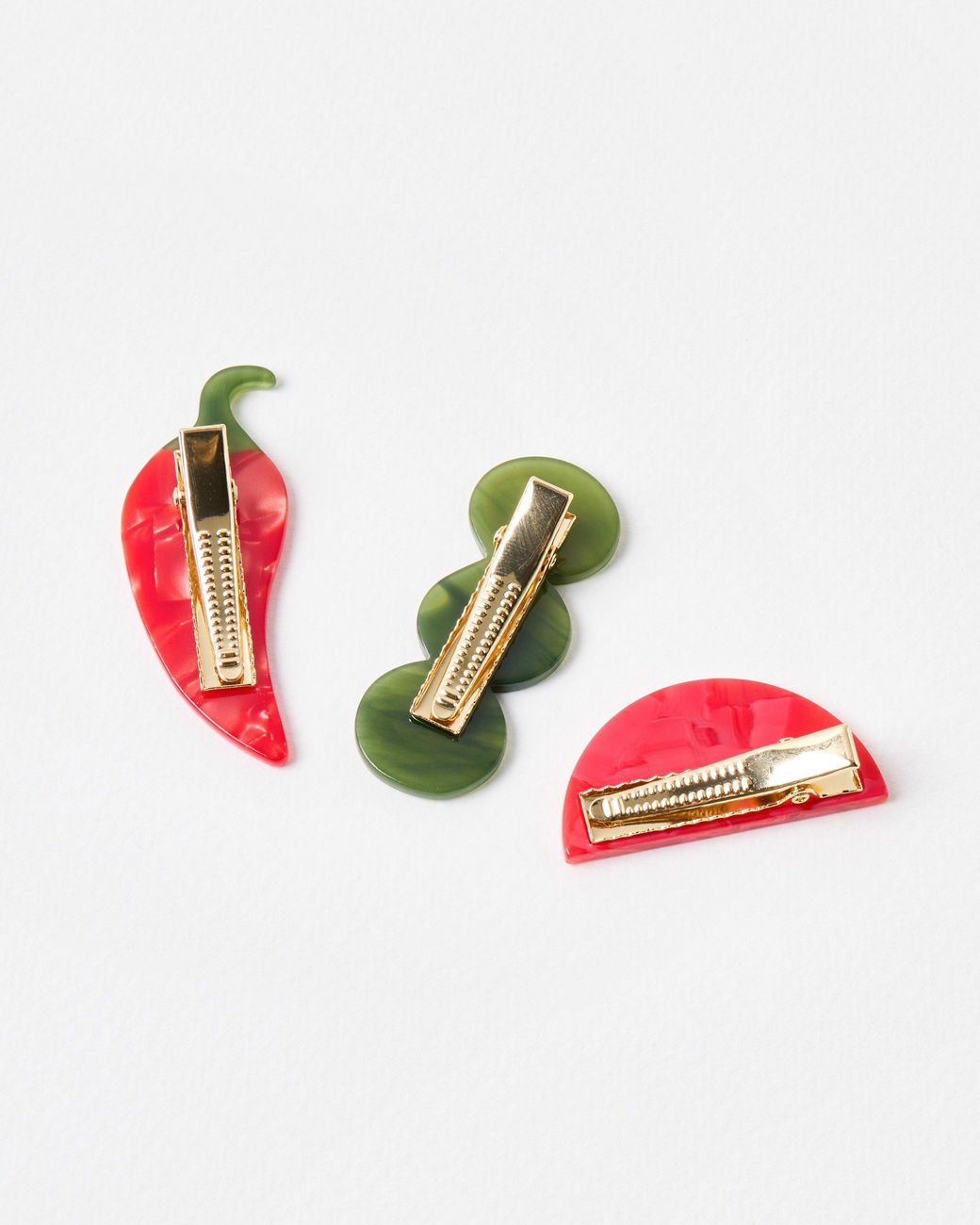 Oliver Bonas Chilli, Olives & Tomato Hair Clips Set Of Three in Red ...
