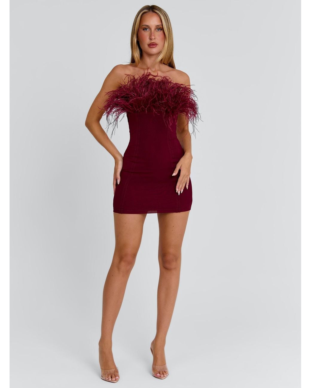 Outcast Shona Mini Dress Burgundy in Red | Lyst