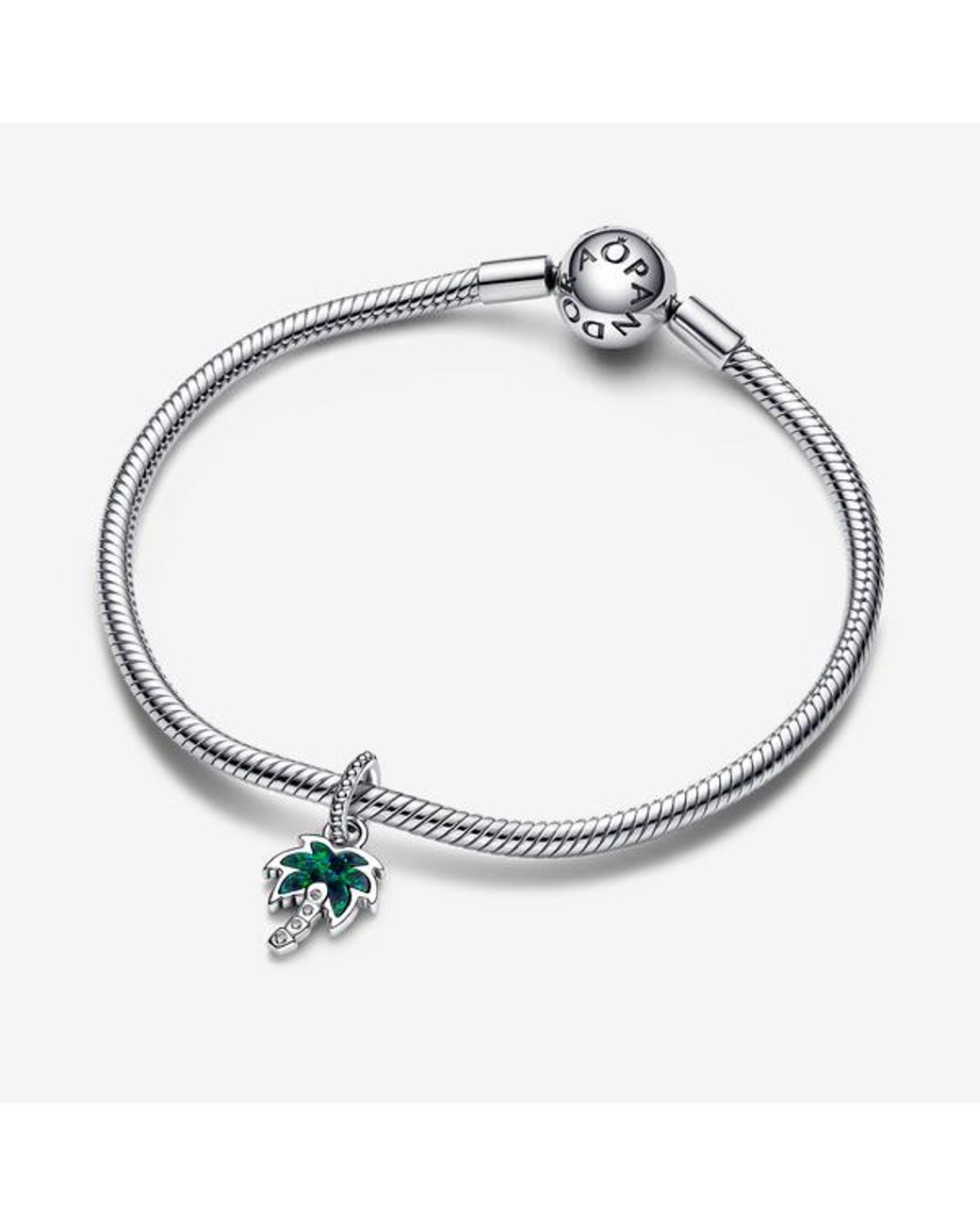 PANDORA Opalescent Palm Tree Dangle Charm in White | Lyst UK