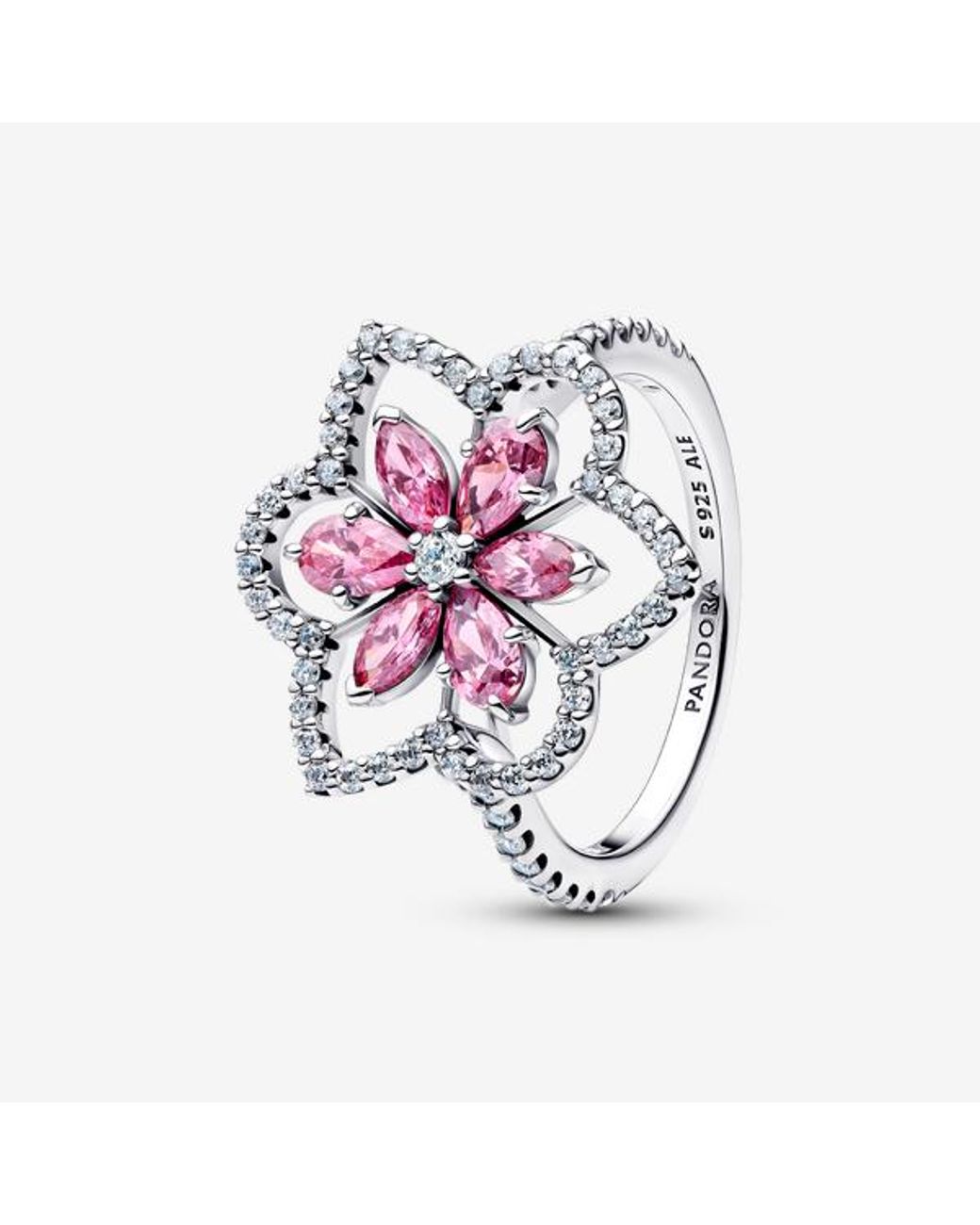 PANDORA Double Flower Cocktail Ring in White | Lyst UK