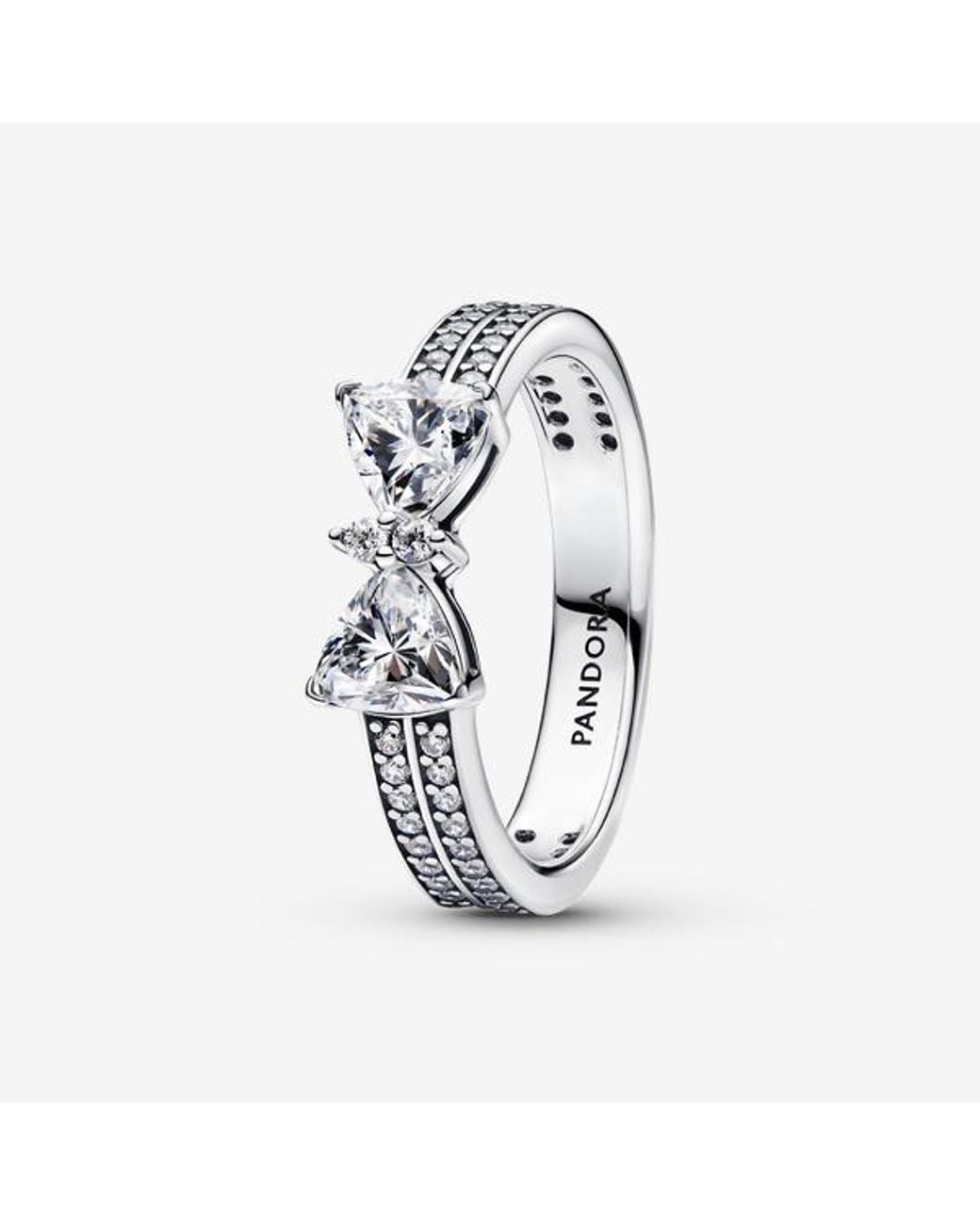 PANDORA Sparkling Bow Double-Row Ring in White | Lyst UK