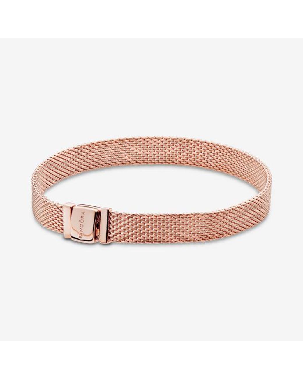 PANDORA Timeless 14k Rose Gold-plated Mesh Bracelet For Charms in Brown ...