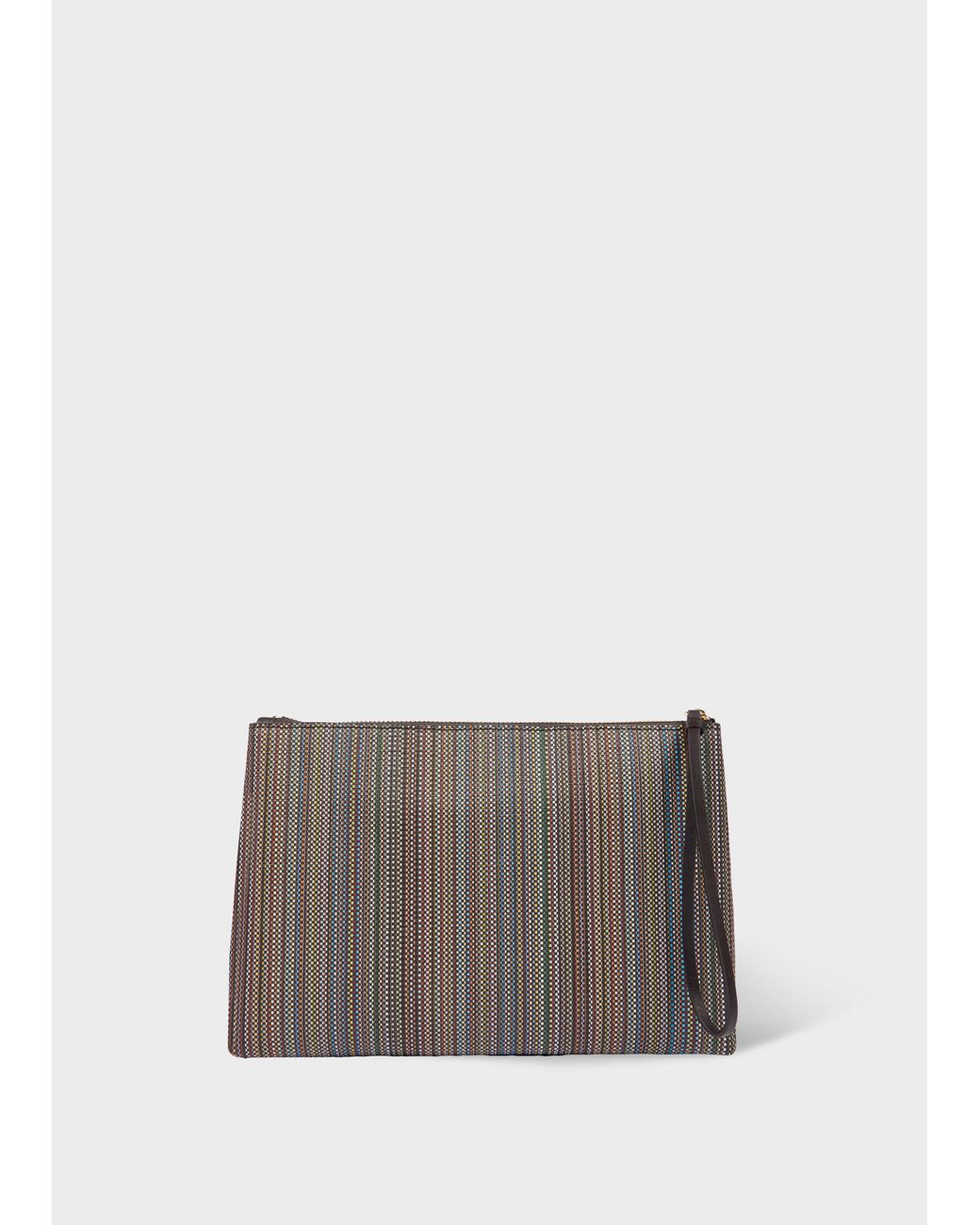 Paul Smith 'Signature Stripe' Coated Canvas Pouch in Brown | Lyst