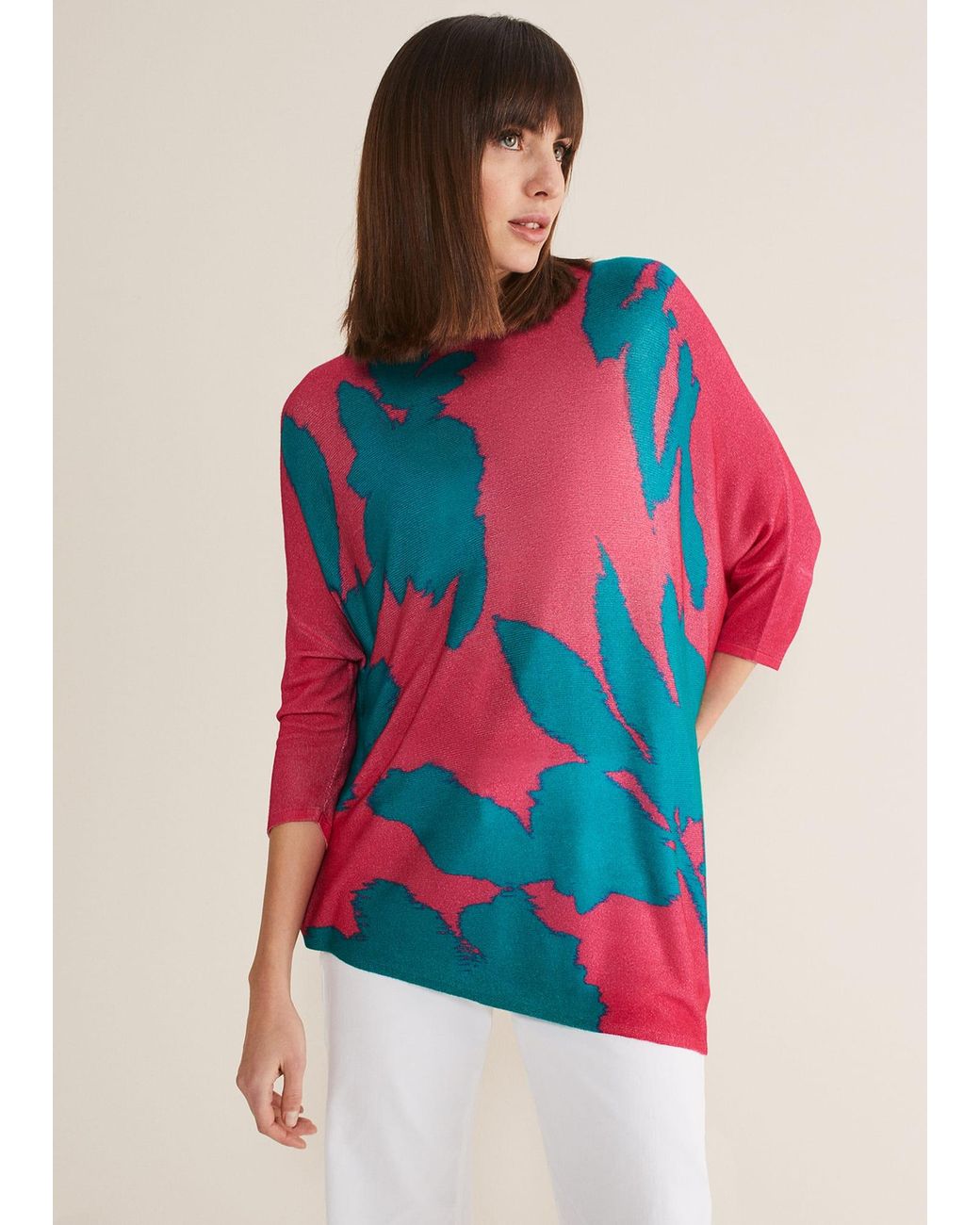 Phase Eight Madison Printed Asymmetric Hem Jumper in Red | Lyst UK