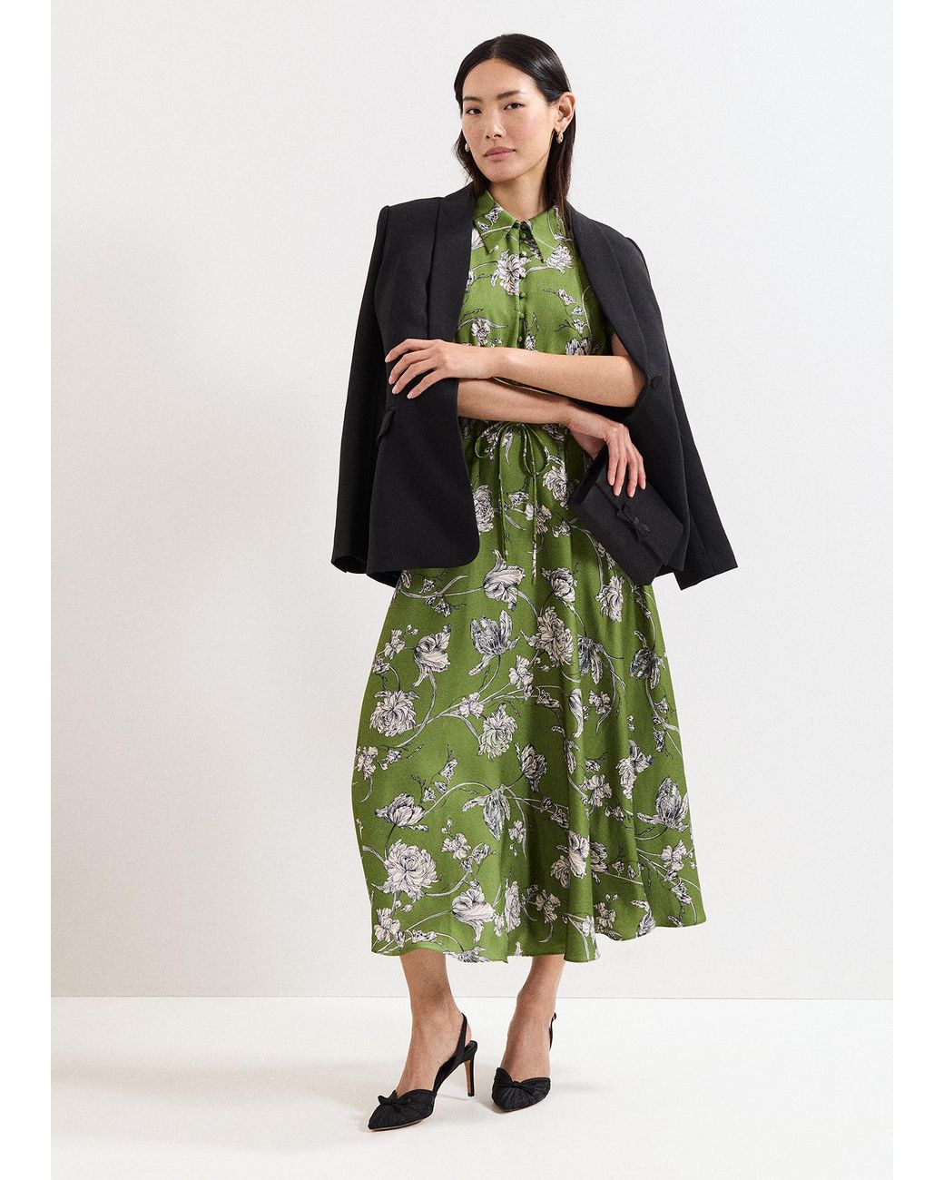 Phase Eight Bella Floral Midi Dress in Green | Lyst UK