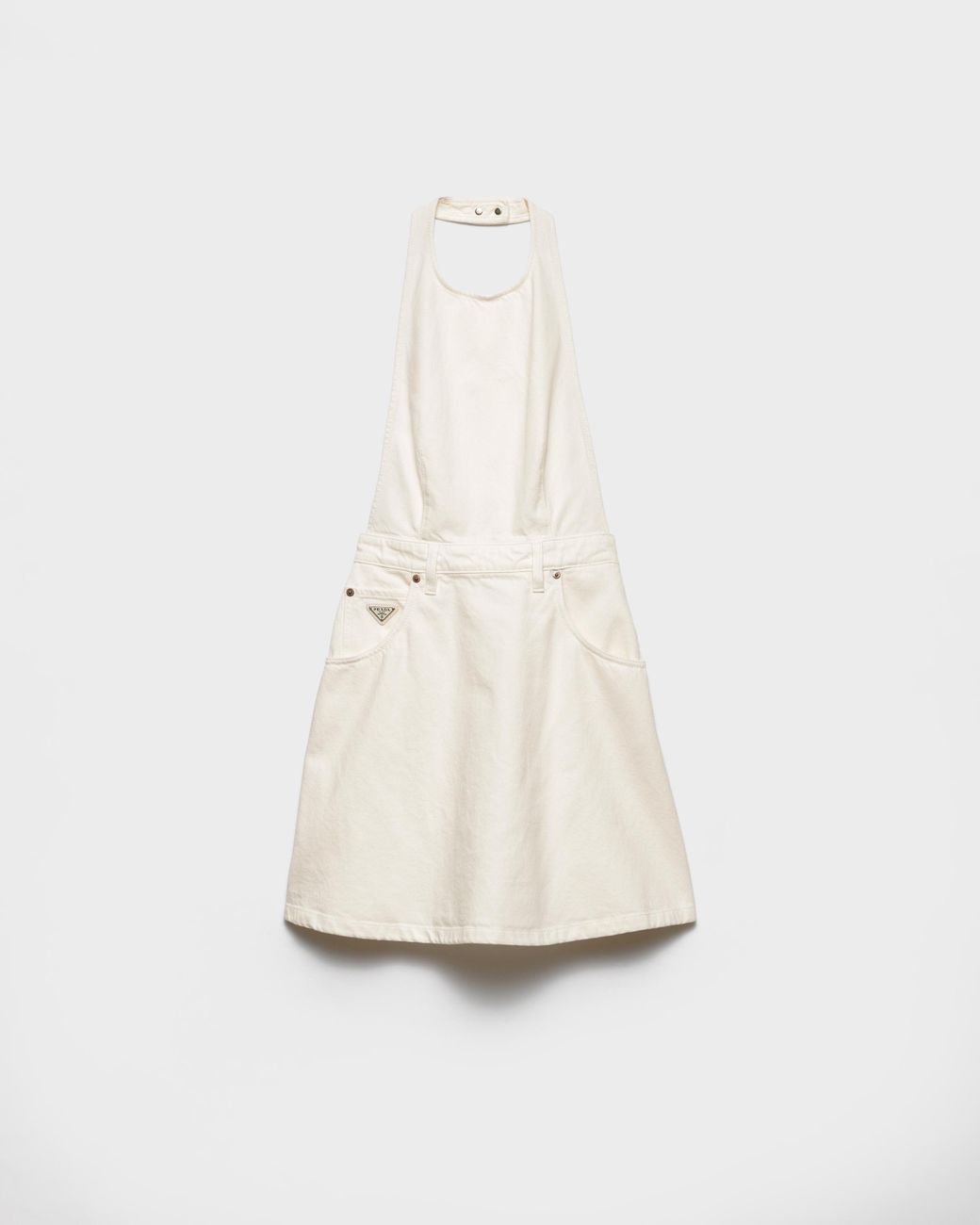 Prada Denim Mini-Dress in White | Lyst