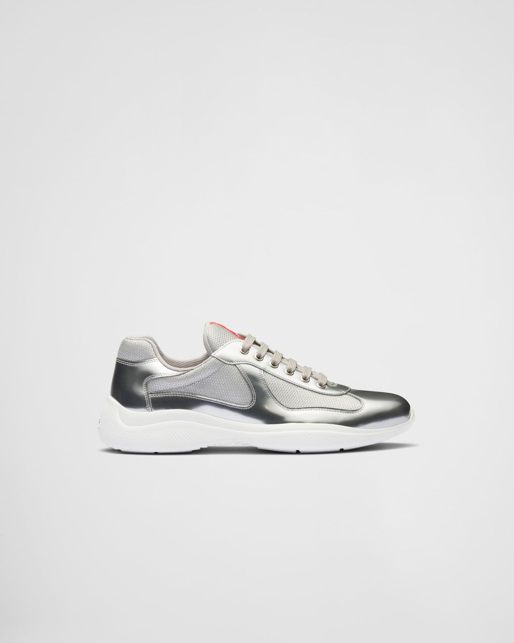 Prada America's Cup Metallic Leather And Bike Fabric Sneakers in White for Men | Lyst