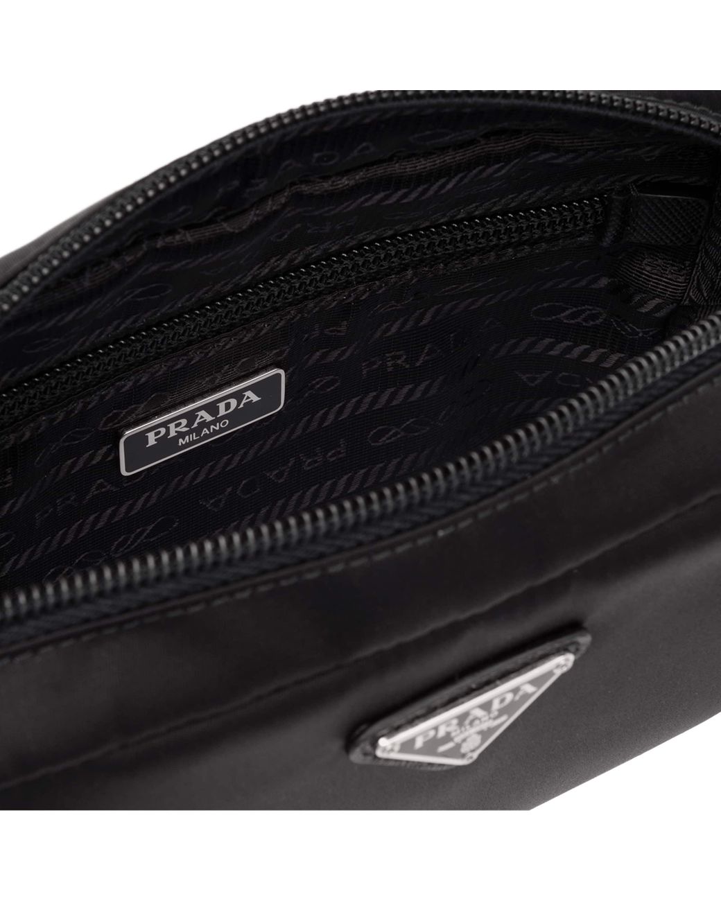 Prada Triangle-Logo Makeup Bag in Black | Lyst
