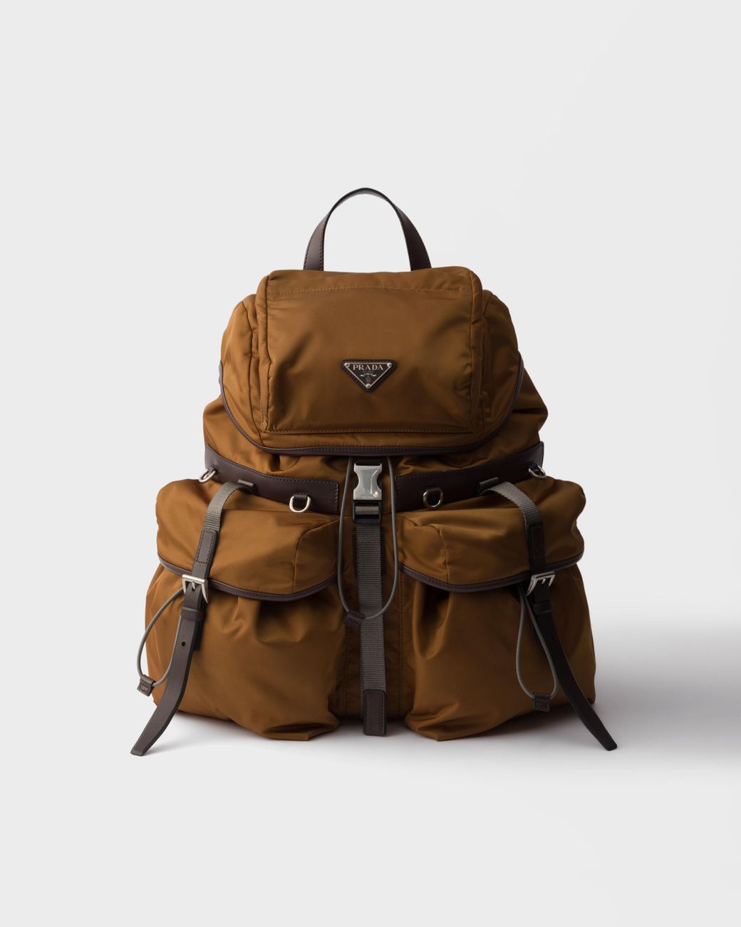 Prada Re-Nylon And Leather Backpack in Brown for Men | Lyst UK