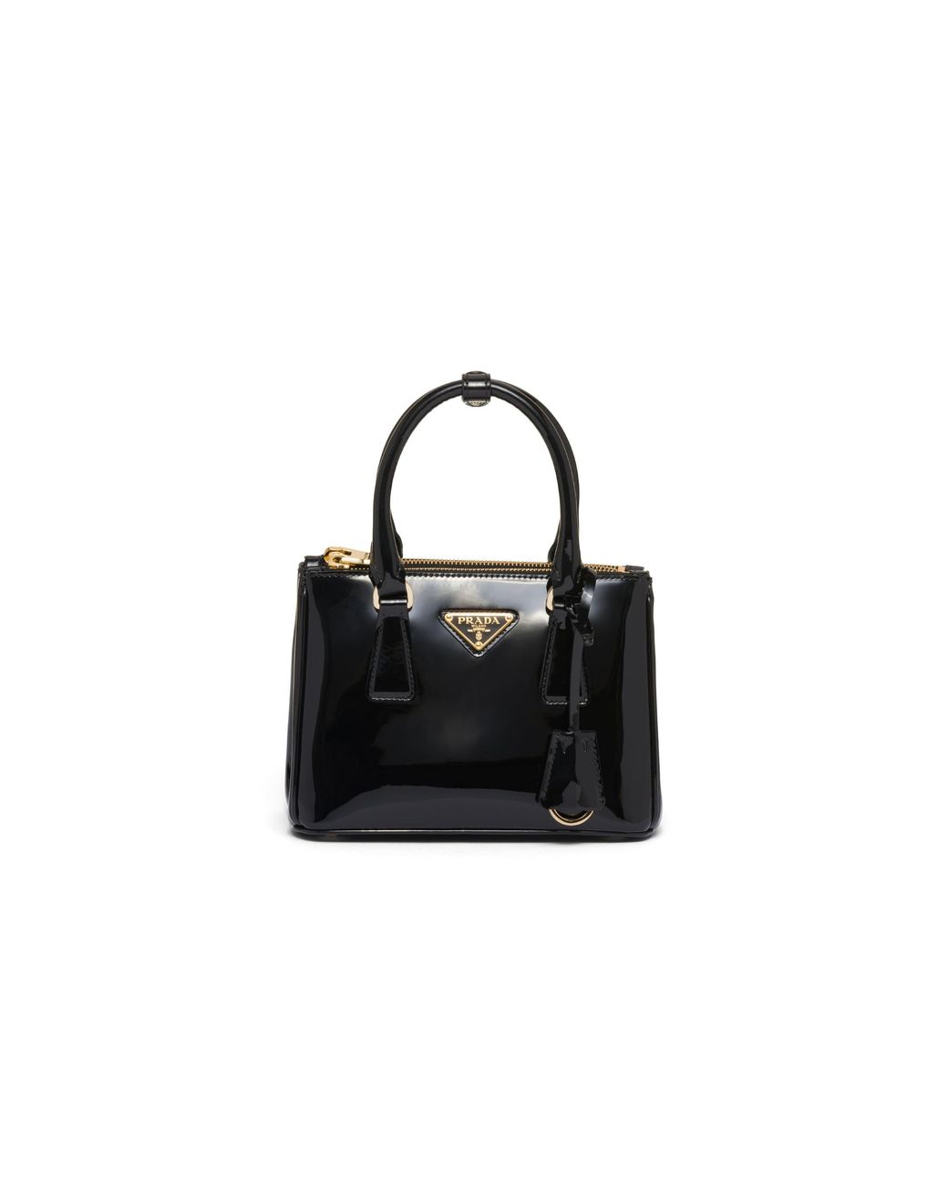 Prada Galleria Mini Patent Leather Bag in Black | Lyst