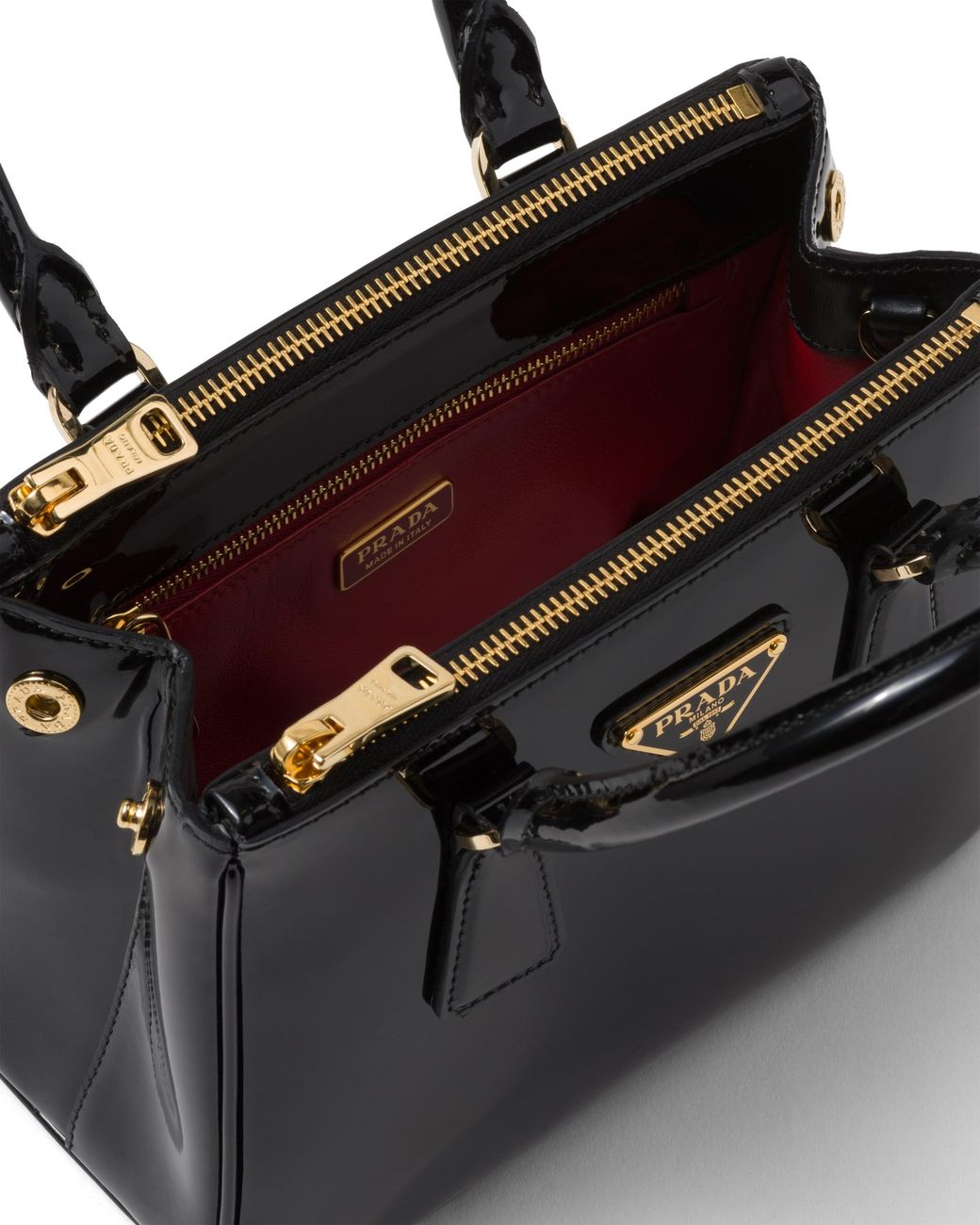 Prada Galleria Mini Patent Leather Bag in Black | Lyst