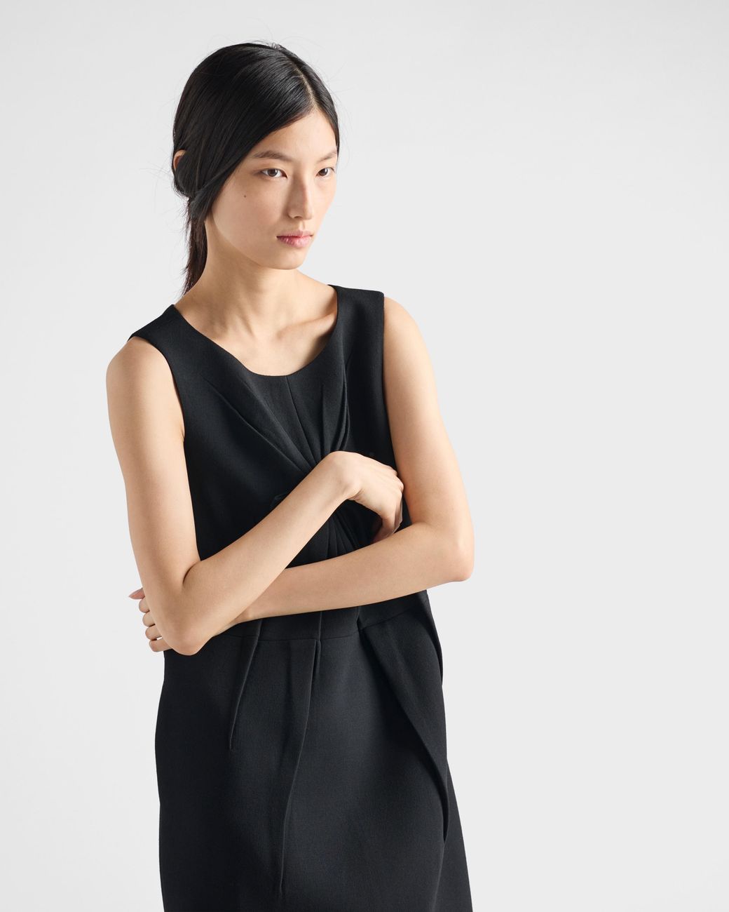 Prada Natté Fabric Mini-Dress in Black | Lyst UK
