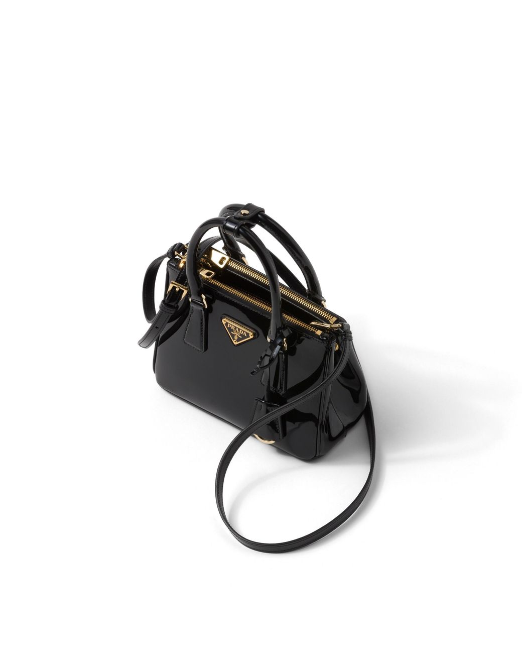 Prada Galleria Mini Patent Leather Bag in Black | Lyst