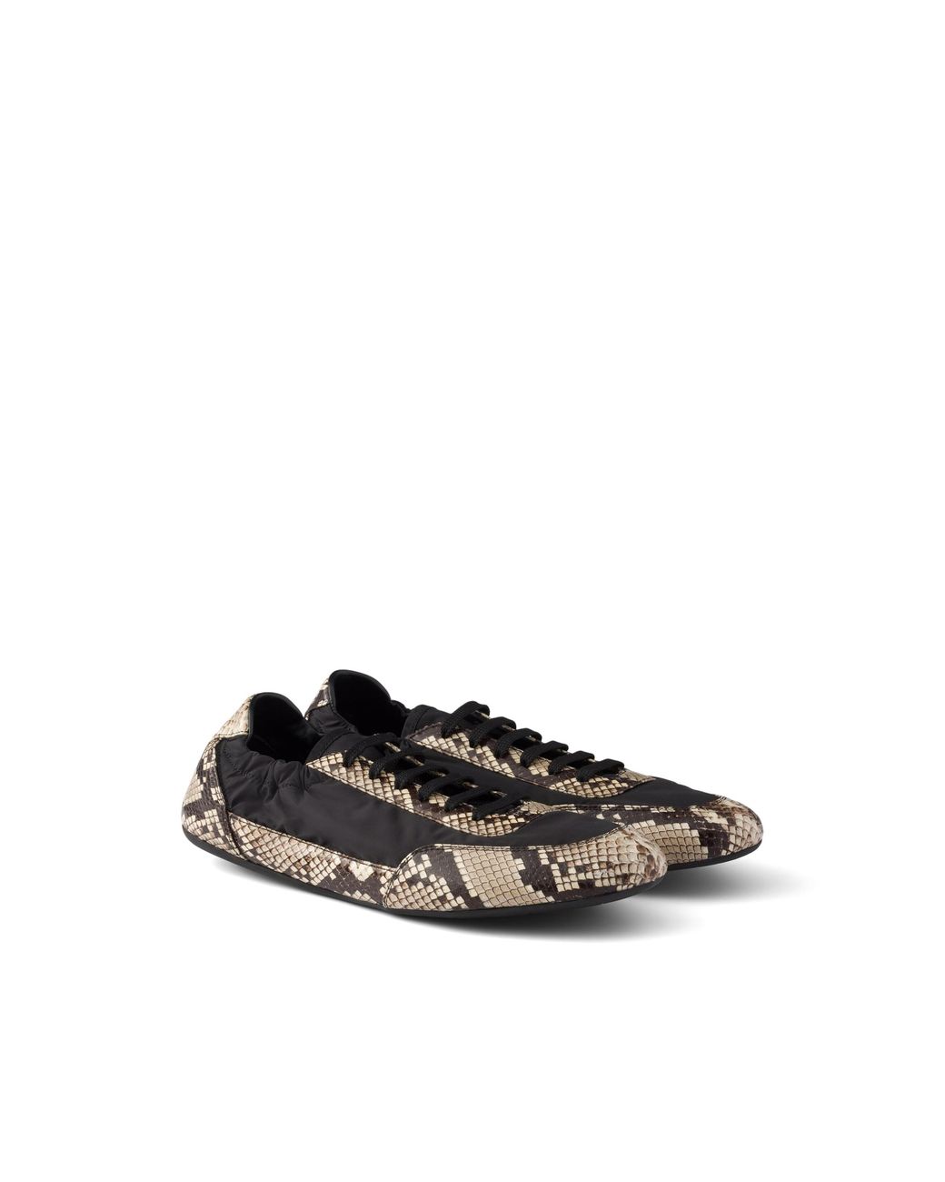 Prada Collapse Re-Nylon And Printed Ayers Leather Sneakers in White | Lyst