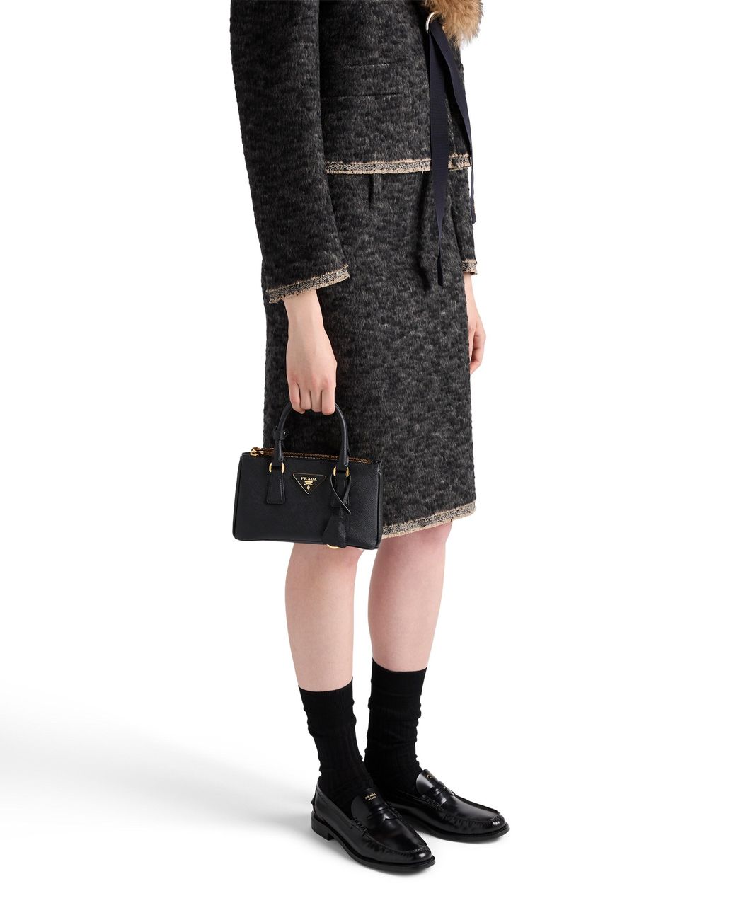 Prada Galleria Mini Saffiano Leather Bag in Black | Lyst