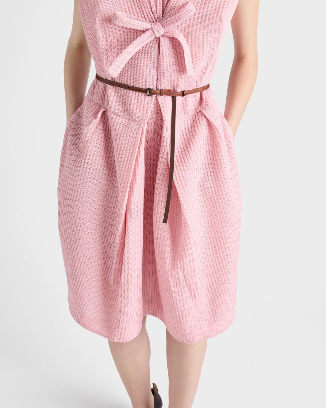 Prada Wool Knit Dress With Bow in Pink | Lyst UK