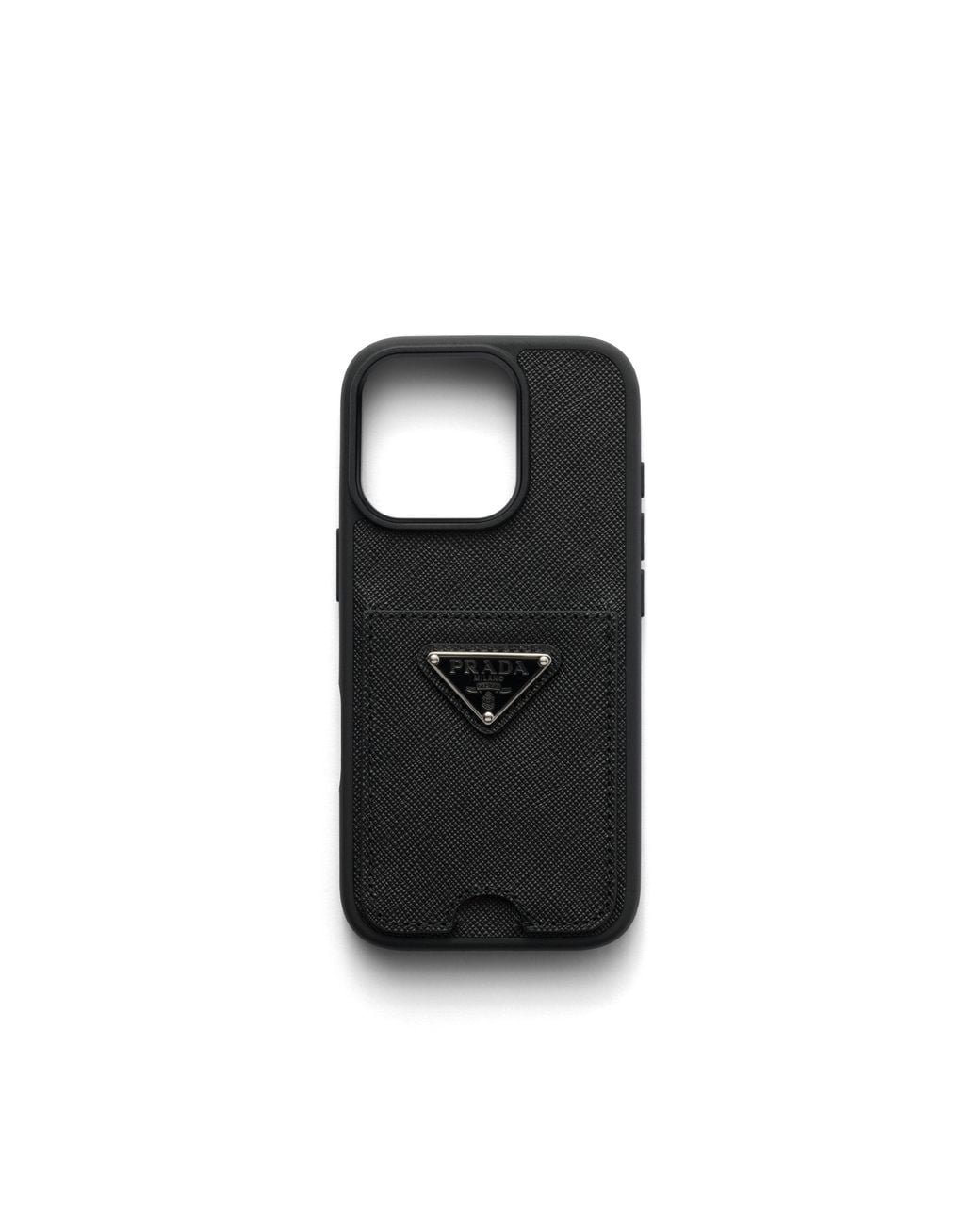 Prada Saffiano Leather Case For Iphone 16 Pro in Black | Lyst