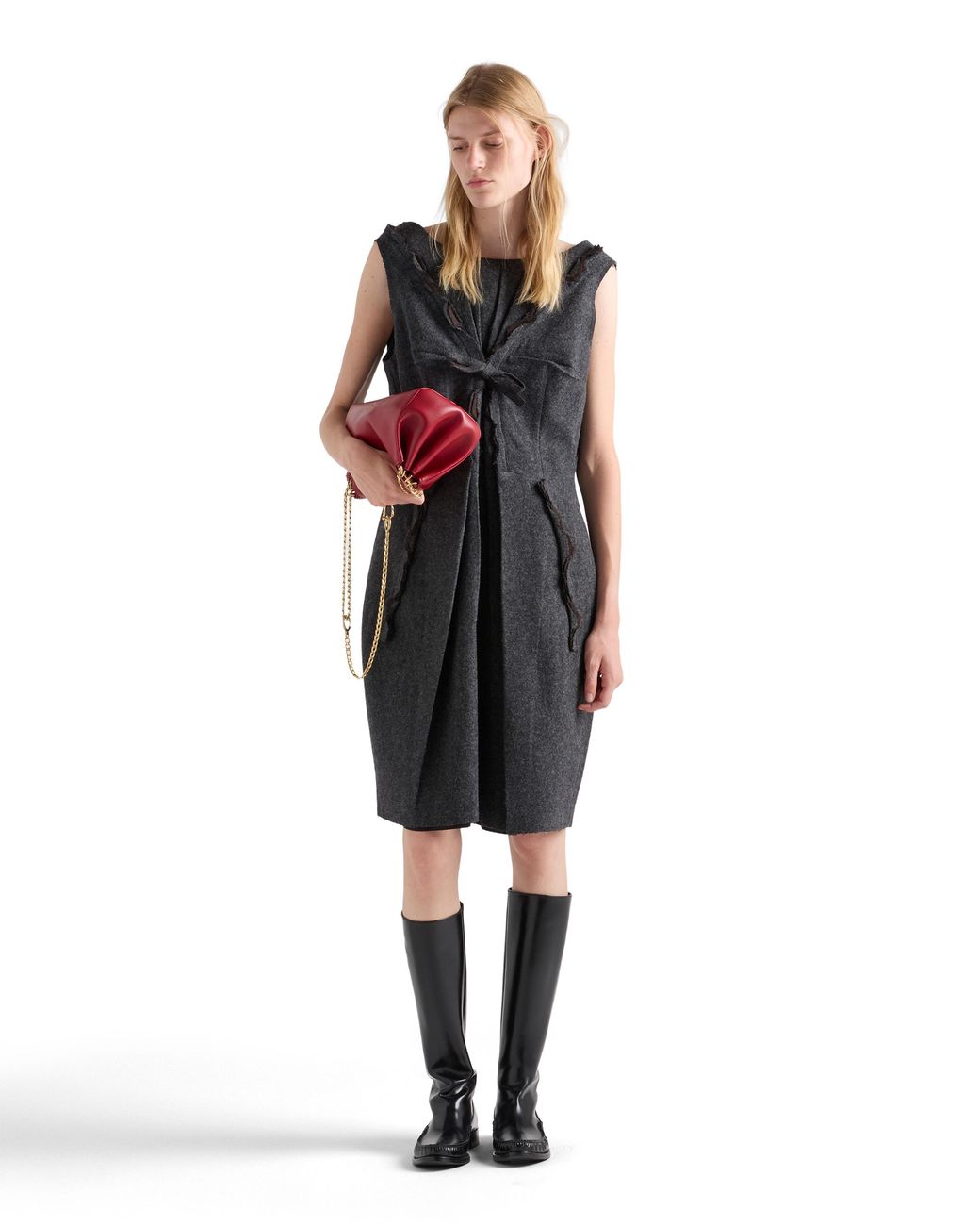 Prada Shetland Wool Dress in Black | Lyst