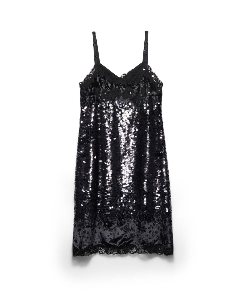 Prada Embroidered Velvet Dress With Sequins And Lace in Black | Lyst