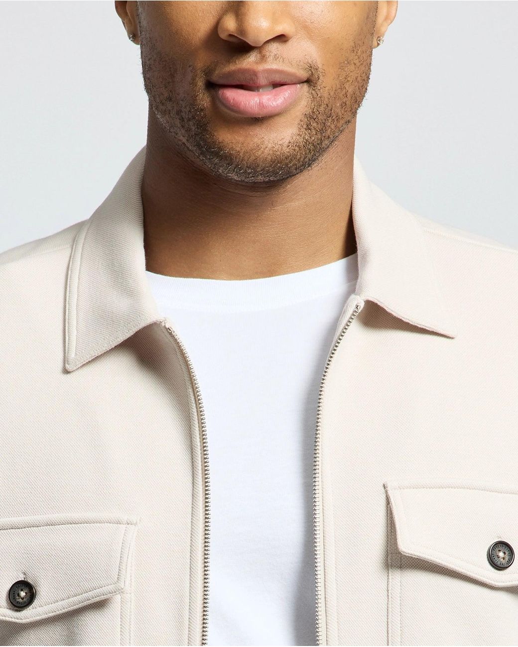 Psycho Bunny The Oaks Knit Bomber Shacket in Natural for Men | Lyst