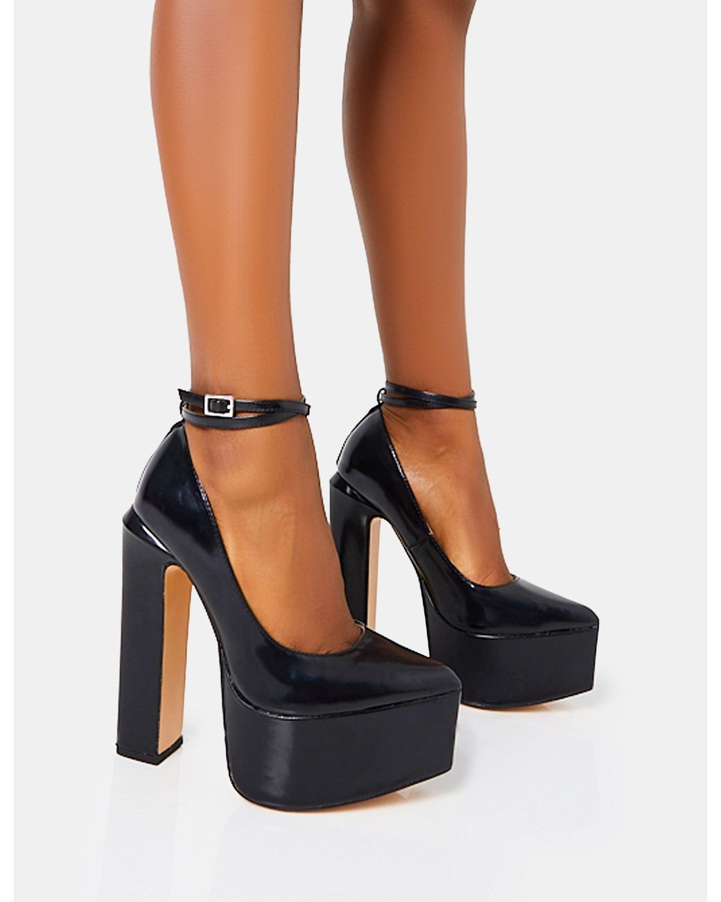 Public Desire Jett Black Extreme Platform Wrap Around The Ankle Pointed ...