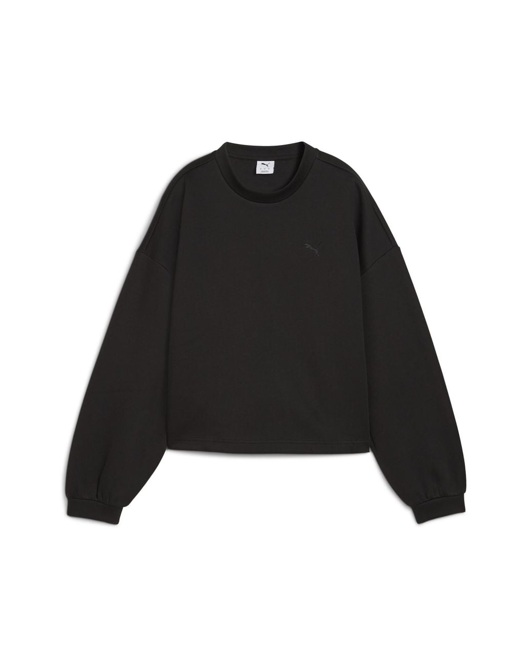 PUMA Wardrobe Essentials Oversized Crew Neck Sweatshirt in Black | Lyst