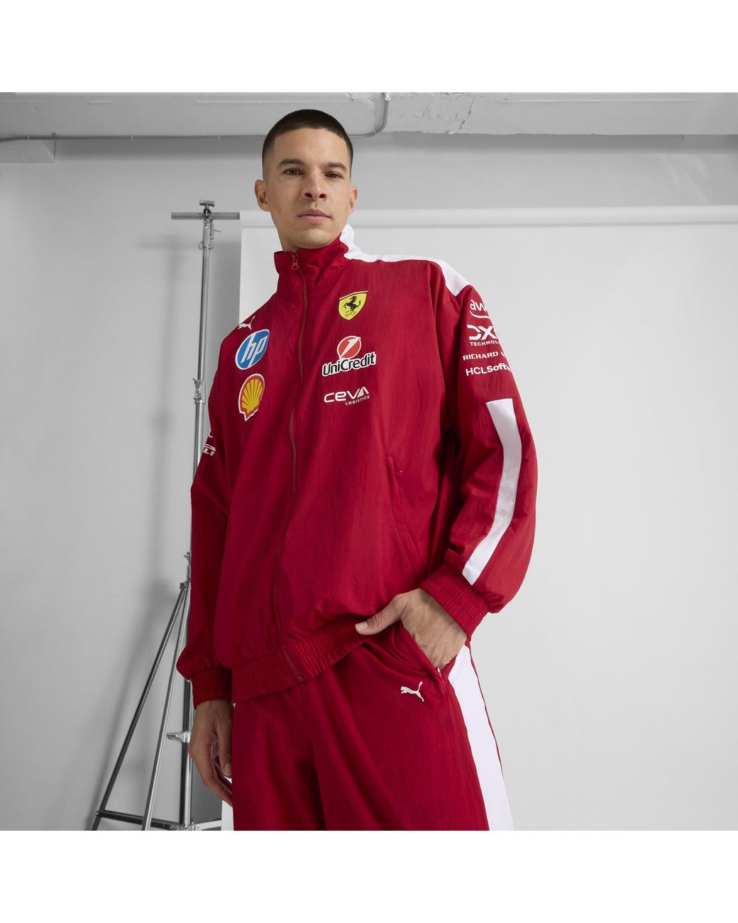 PUMA Scuderia Ferrari 2025 Drivers T7 Oversized Jacket in Red for Men ...