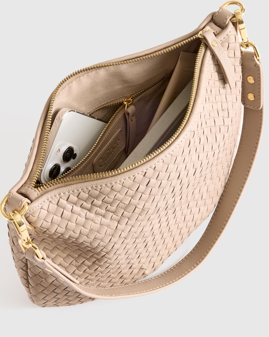 Quince Italian Handwoven Leather Mini Shoulder Bag, Italian Leather in ...