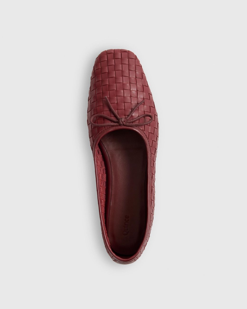 Quince Italian Leather Handwoven Square Toe Ballet Flat in Red | Lyst