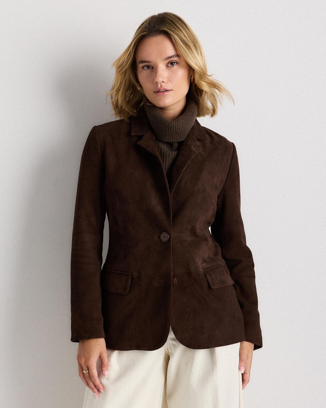Quince 100% Suede Blazer, Suede Leather in Brown | Lyst