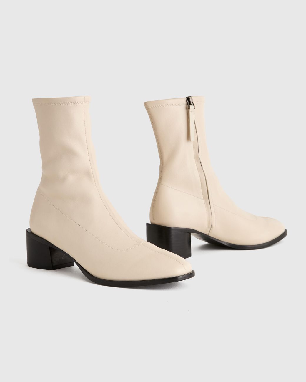 Quince Italian Leather Stretch Sock Bootie in White | Lyst