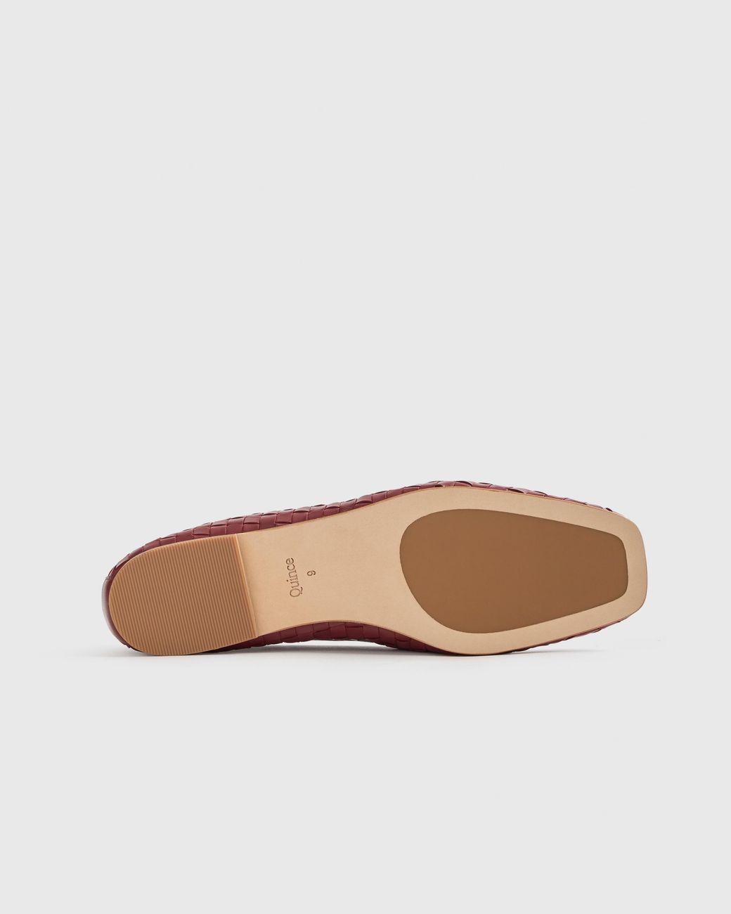 Quince Italian Leather Handwoven Square Toe Ballet Flat in Red | Lyst